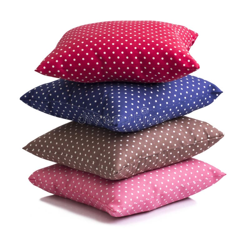 Stack Of Polka Dot Cushions Stock Image - Image of rest, pink: 75778959