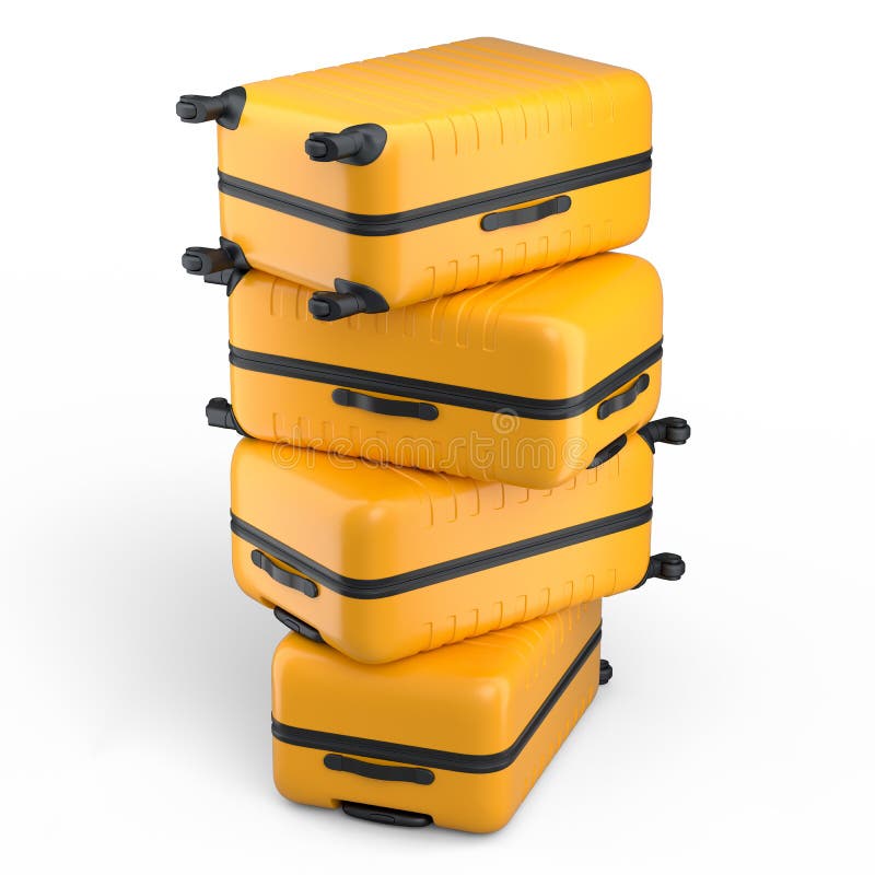 Stack of Polycarbonate Suitcases Isolated on White Background Stock ...