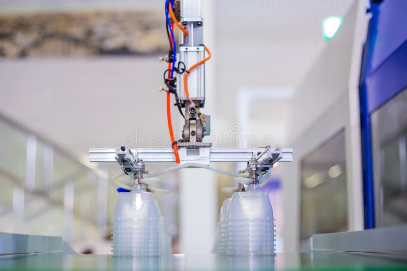 Stack of Food Containers on Conveyor Belt of Plastic Injection Molding ...