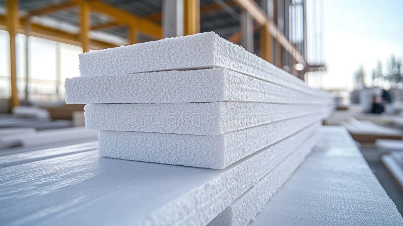 Stack of Polystyrene Insulation Boards Preparing for House Construction ...