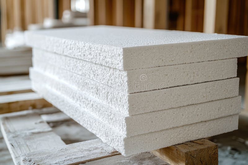 Stack of Polystyrene Insulation Boards Preparing for House Construction ...