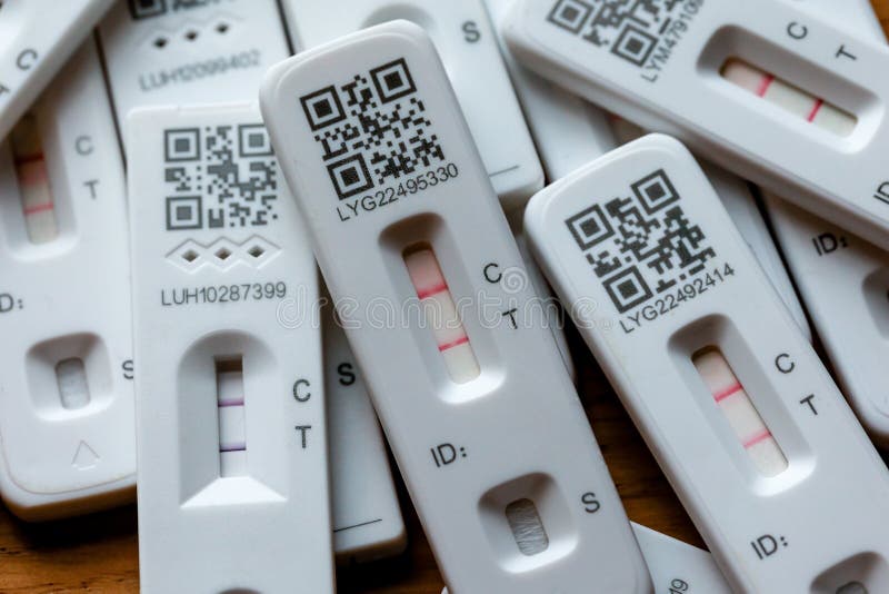 Stack of Positive Covid-19 Lateral Flow Tests Editorial Stock Image ...