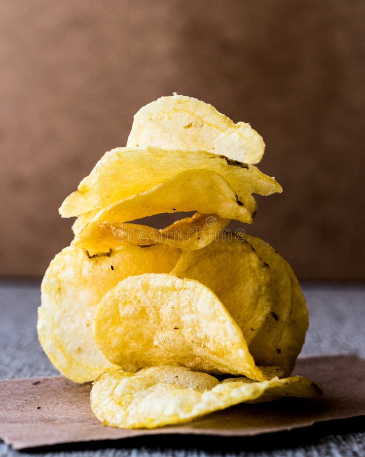 Stack of potato chips. stock image. Image of group, macro - 86921343