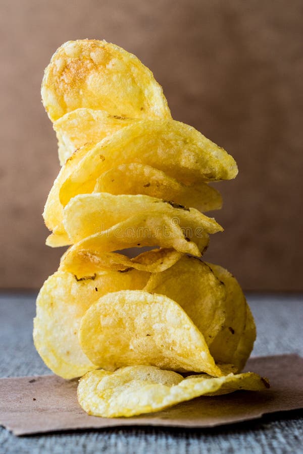Stack of potato chips. stock photo. Image of salt, prepared - 86924622