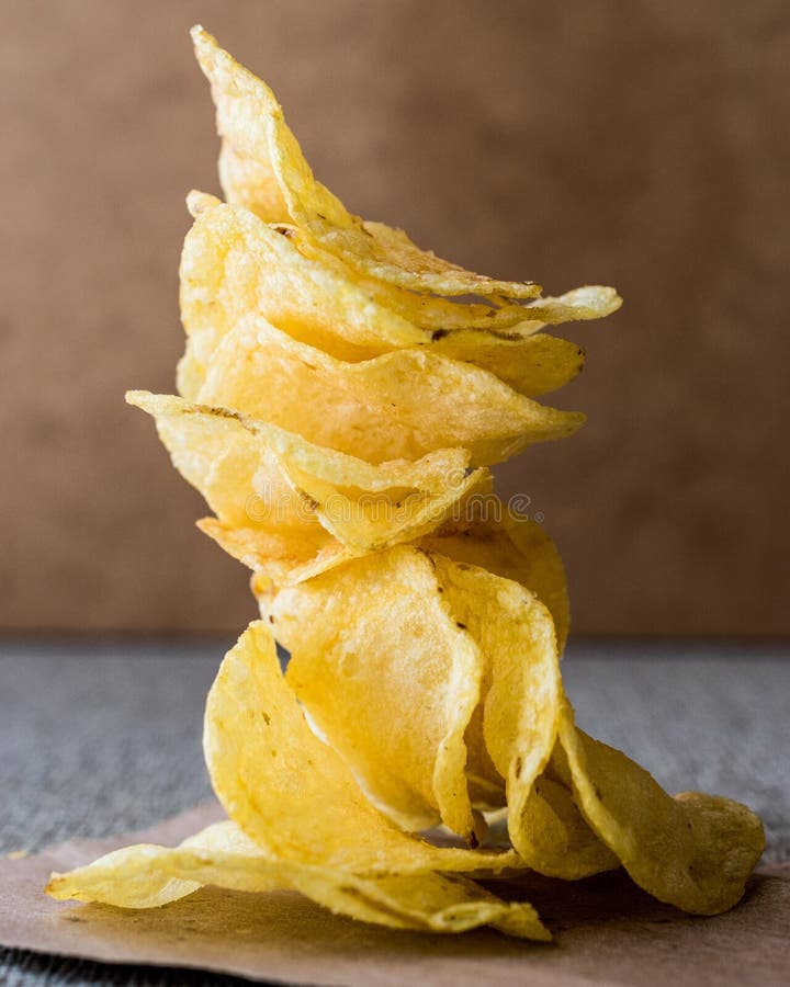 Stack of potato chips. stock image. Image of chip, salted - 86925309