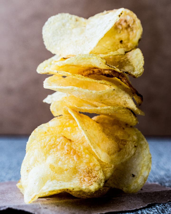 Stack of potato chips. stock image. Image of group, crunchy - 86929521