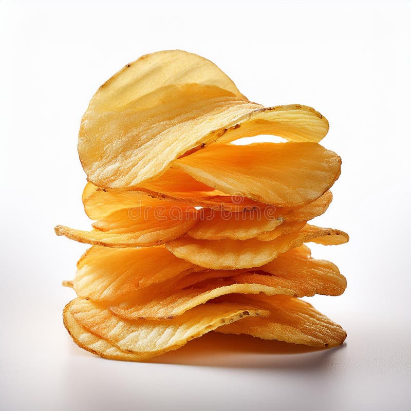 Stack of Potato Chips on a White Background Stock Illustration ...