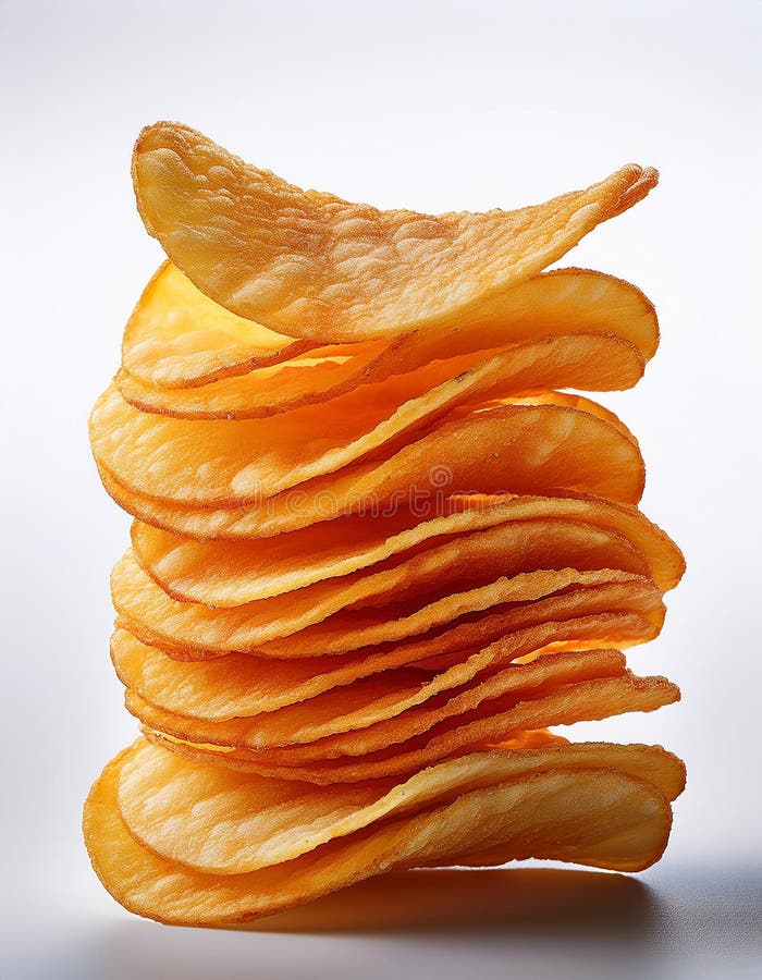 Stack of Potato Chips on a White Background Stock Illustration ...