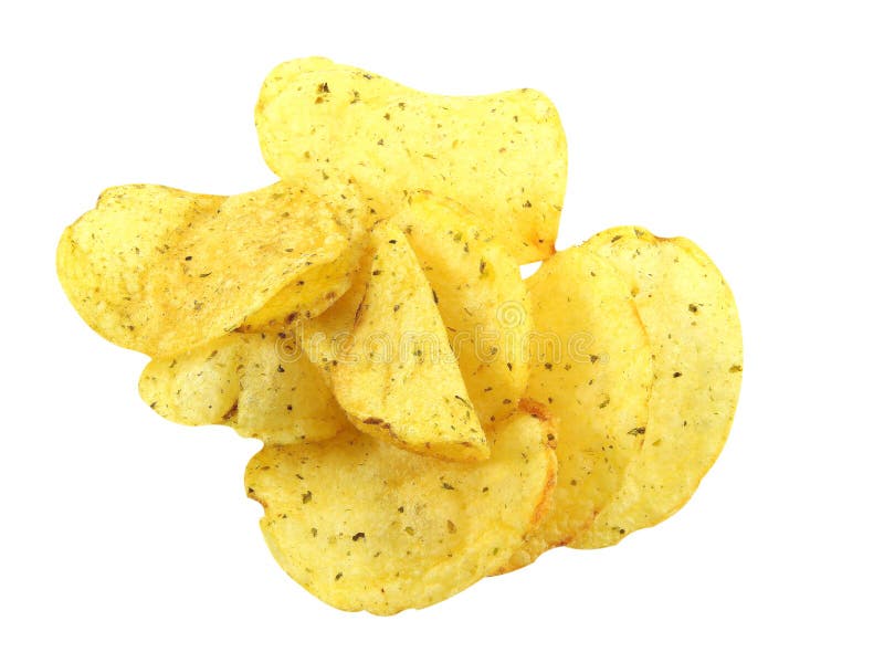 Stack of Potato Crisps Isolated on White Background Stock Photo - Image ...