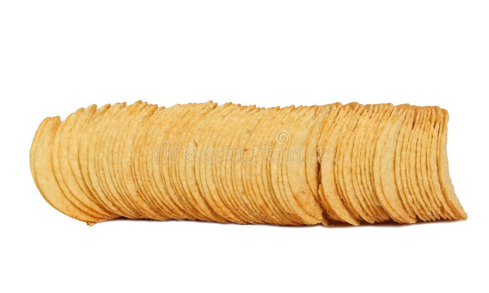 Stack of Potato Crisps Isolated on White Background Stock Photo - Image ...