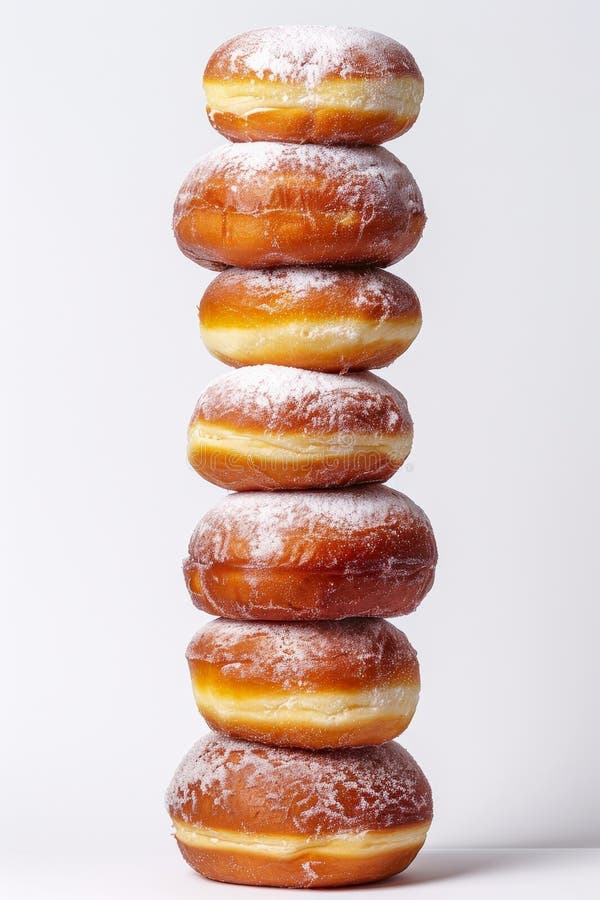 Stack of Powdered Donuts Against Simple Backdrop Emphasizing Shape and ...