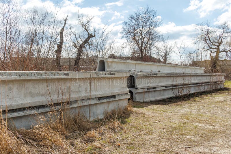 Stack of Precast Concrete Bridge Beams Outdoors Stock Image - Image of ...