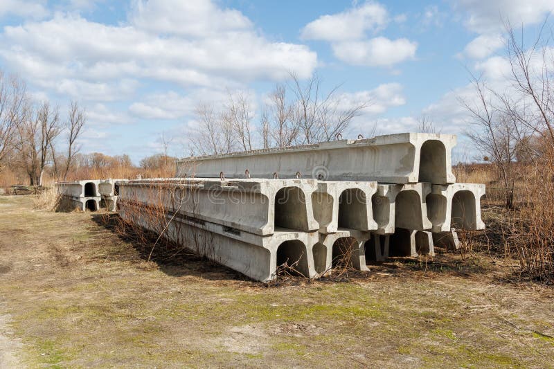 Stack of Precast Concrete Bridge Beams Outdoors Stock Image - Image of ...