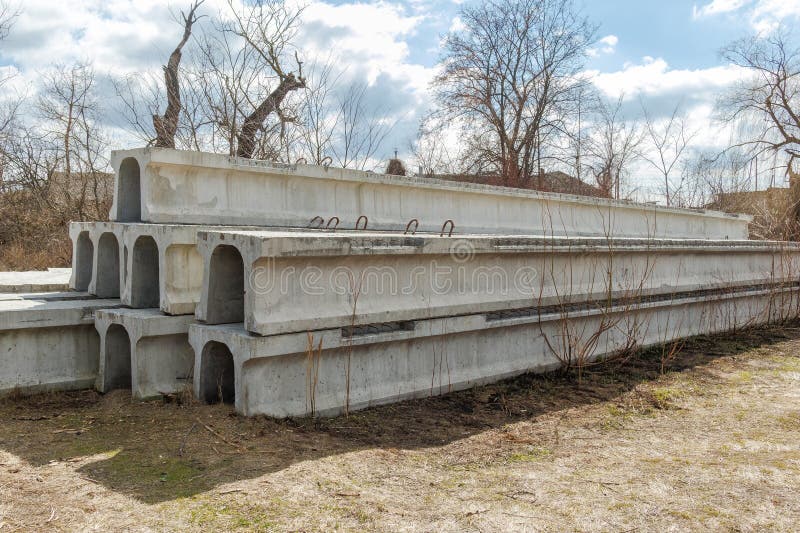 Stack of Precast Concrete Bridge Beams Outdoors Stock Photo - Image of ...