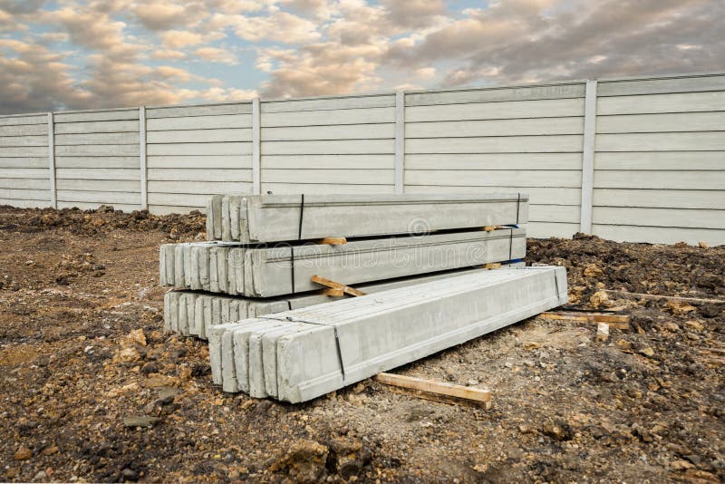Stack of Precast Concrete Wall Panels on Fresh Ground Floor,to Build a ...