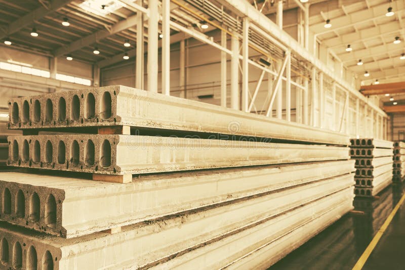 Stack of Precast Reinforced Concrete Slabs in Factory Workshop Stock ...
