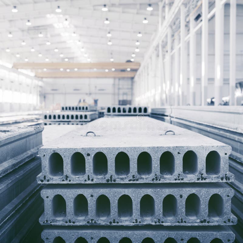 Stack of Precast Reinforced Concrete Slabs in Factory Workshop Stock ...