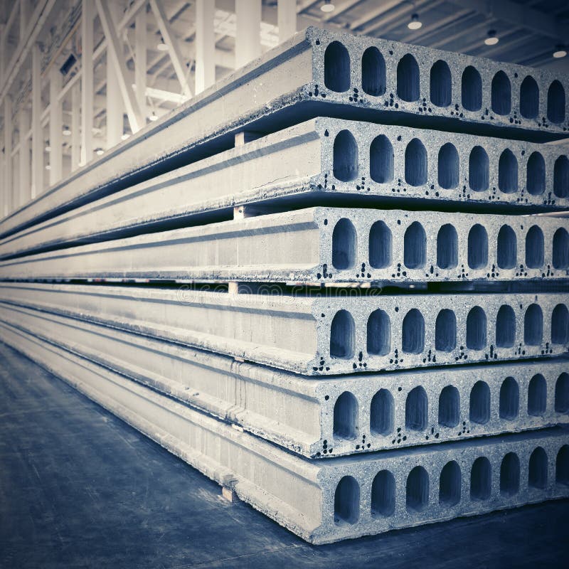 Stack of Precast Reinforced Concrete Slabs in Factory Workshop Stock ...
