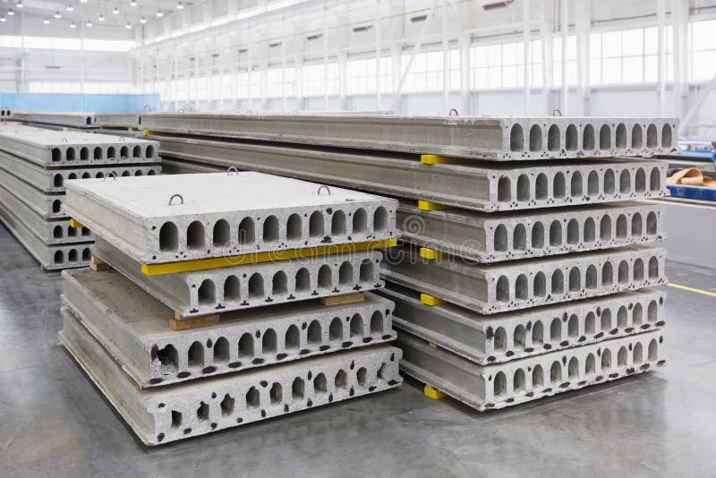 Stack of Precast Reinforced Concrete Slabs in Factory Workshop Stock ...