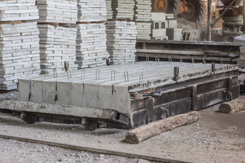 Stack of Precast Reinforced Concrete Slabs in a House-building Factory ...