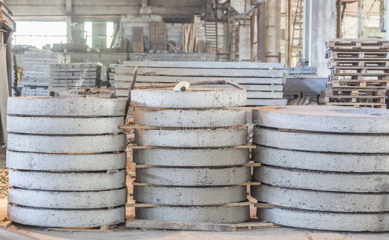 Stack of Precast Reinforced Concrete Slabs in a House-building Factory ...