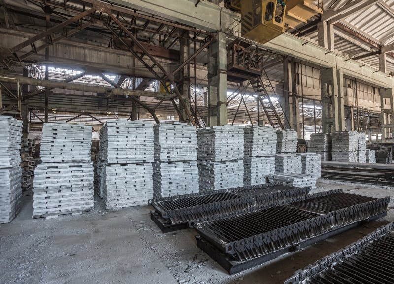 Stack of Precast Reinforced Concrete Slabs in a House-building Factory ...
