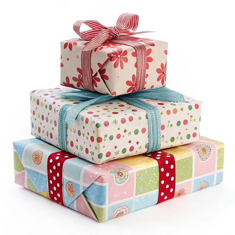 Stack of Presents with Ribbon Illustration Isolated Stock Illustration ...