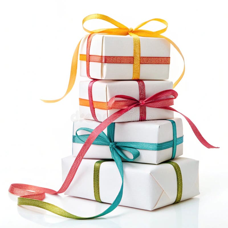 Stack Presents Ribbon Isolated on White Background Stock Illustration ...