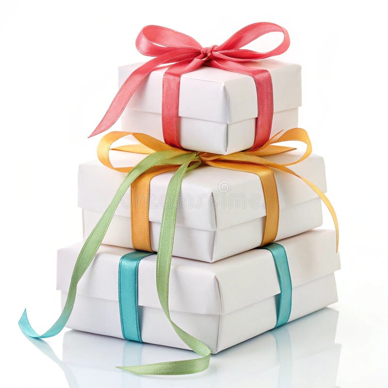 Stack Presents Ribbon Isolated on White Background Stock Illustration ...