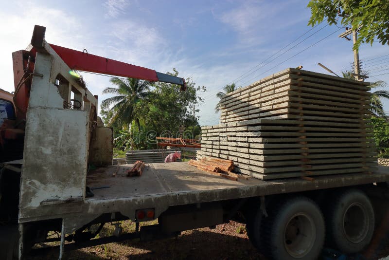 Stack of Prestressed Concrete Slabs Loaded on Truck for Construction ...