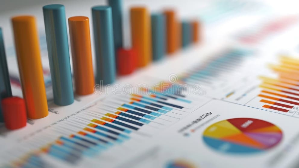 A Stack of Printed Bar Graphs and Ter Plots are Seen in Closeup ...