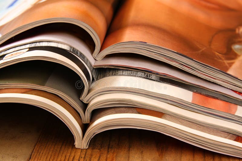 Stack of printed magazines stock photo. Image of article - 57188128