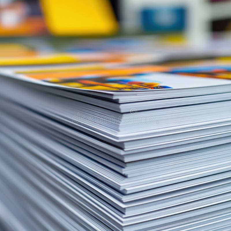 Stack of Printed Materials in Print Shop Stock Illustration ...
