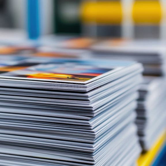 Stack of Printed Materials in Print Shop Stock Illustration ...