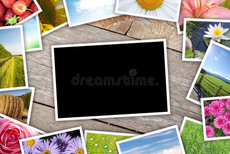 Stack of Printed Pictures Collage Stock Photo - Image of print ...