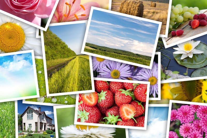 Stack of Printed Pictures Collage Stock Photo - Image of photograph ...