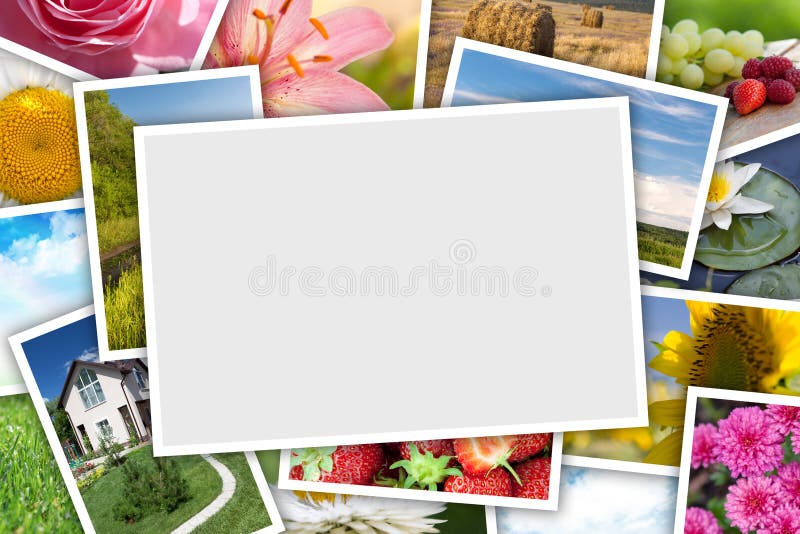 Stack of Printed Pictures Collage Stock Image - Image of stack, road ...