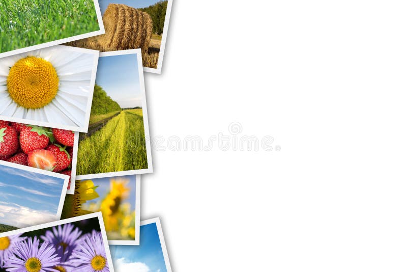 Stack of Printed Pictures Collage Stock Image - Image of nature, fruit ...