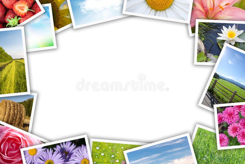 Stack of Printed Pictures Collage Stock Image - Image of memory ...