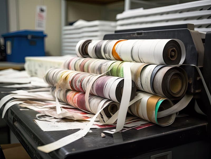 Stack of Printer Paper Next To Office Printer Stock Illustration ...