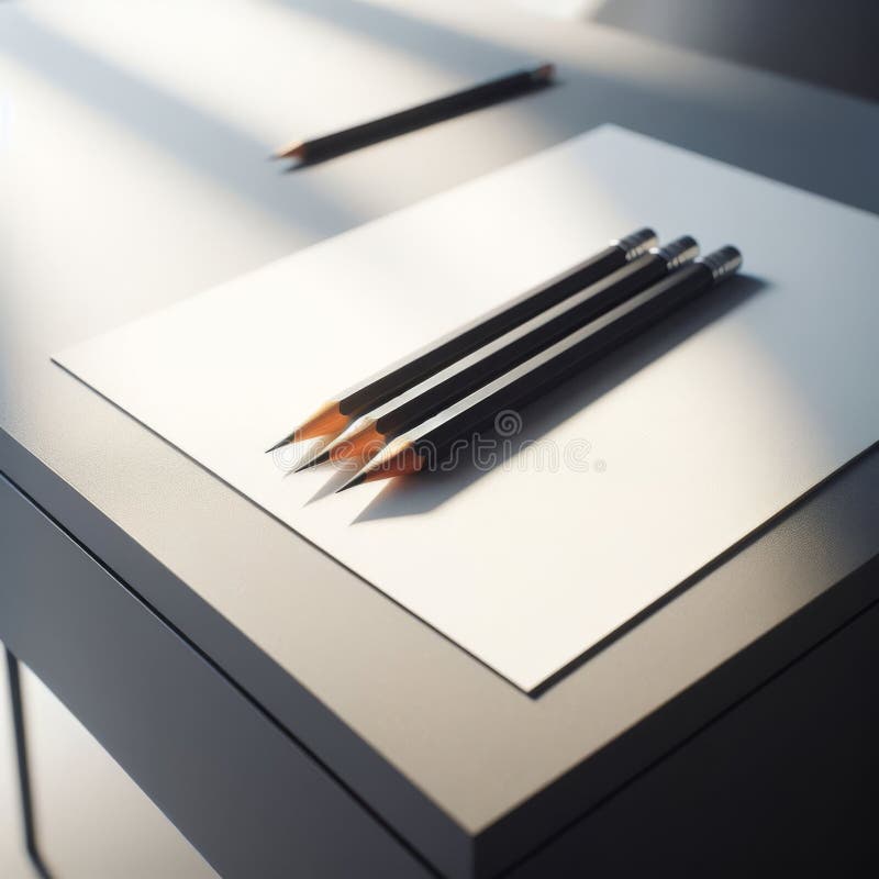 Pile of White Paper with Pencils Sits on Office Desk Stock Illustration ...