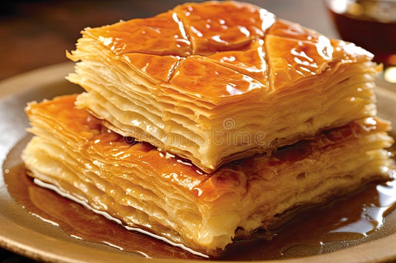 A Stack of Puff Pastry on a Plate Stock Illustration - Illustration of ...
