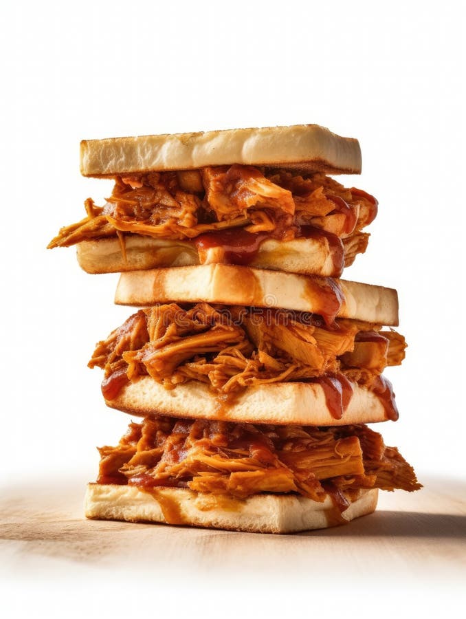 Stack of Pulled Pork Sandwiches on a Wooden Surface Stock Photo - Image ...