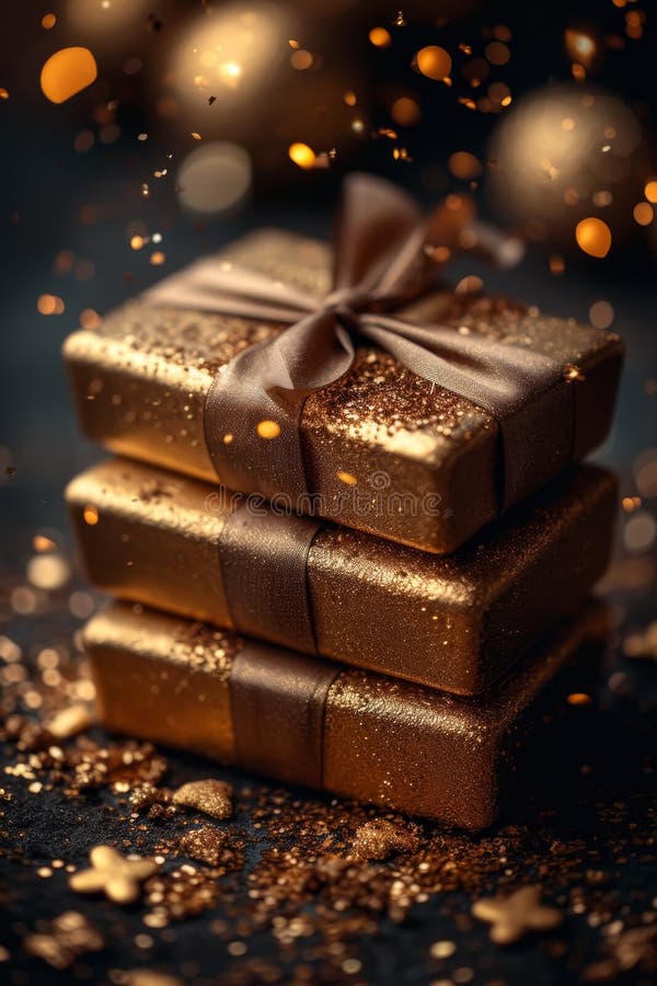 A Stack of Pure Gold Bars in a Gift Ribbon . the Concept of Business ...