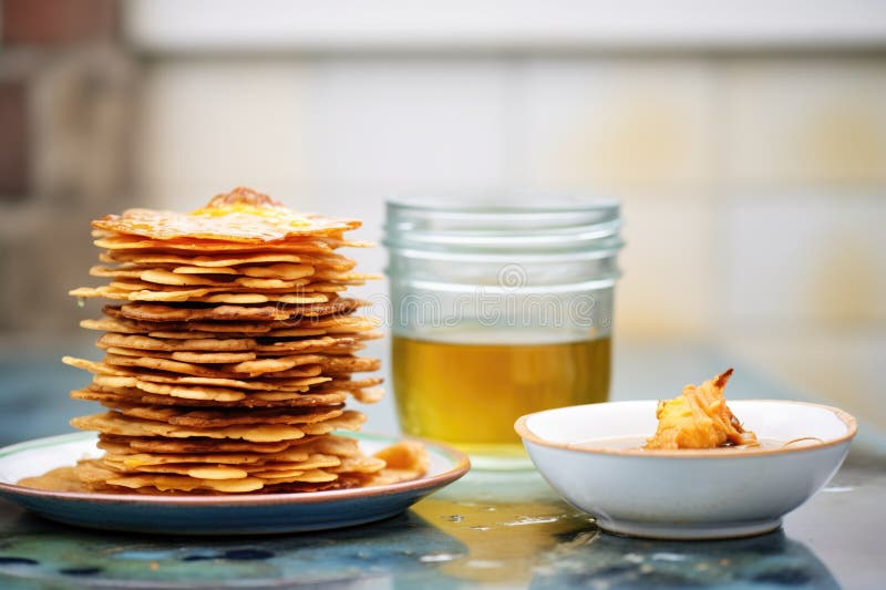 Stack of Puri Shells beside Bowls of Filling and Water Stock Photo ...