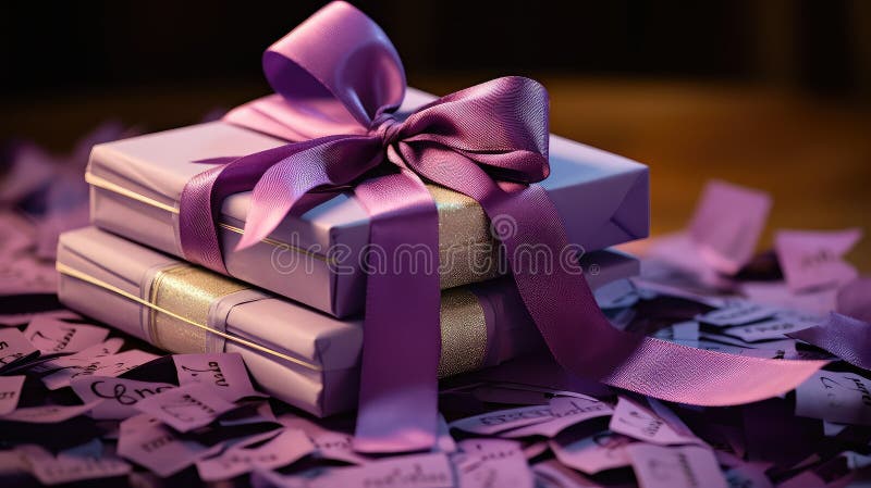 Stack purple bow ribbon stock illustration. Illustration of shot ...
