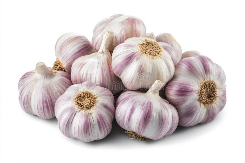 Stack of Purple Garlic Bulbs on White Background. AI Generative Stock ...