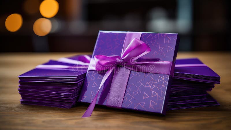 Stack purple gift card stock illustration. Illustration of special ...