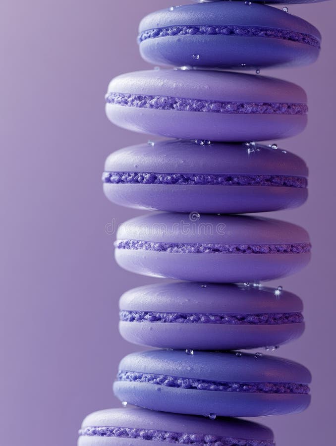Stack of Purple Macarons with Water Droplets Stock Photo - Image of ...