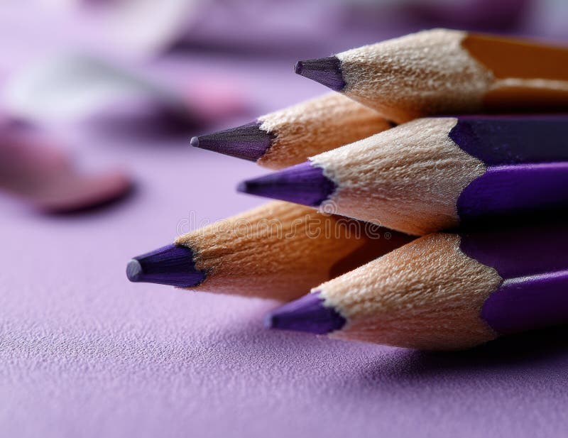 Stack of Purple Pencils with a Purple Tip Stock Illustration ...
